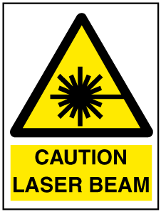 Caution Laser Beam with words Self Adhesive Label - Safety Warning