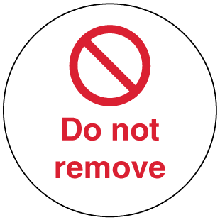 Do not remove Self Adhesive Label - Electrical Safety