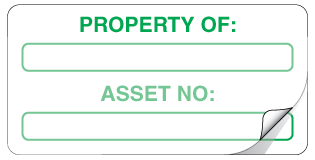Property of: Asset No Self Adhesive Label - Asset Marking