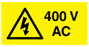 400V AC Landscape Self Adhesive Label - Electrical Safety