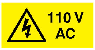 110V AC Landscape Self Adhesive Label - Electrical Safety