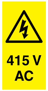 415V AC Portrait Self Adhesive Label - Electrical Safety