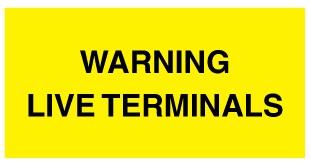 Warning Live Terminals Self Adhesive Label - Electrical Safety