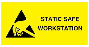 Static Safe Workstation Self Adhesive Label - Electrical Safety