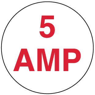 5 Amp Red Self Adhesive Label - Electrical Safety
