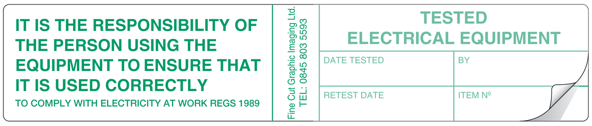 Tested Electrical Equipment Self Adhesive Label - Electrical Safety